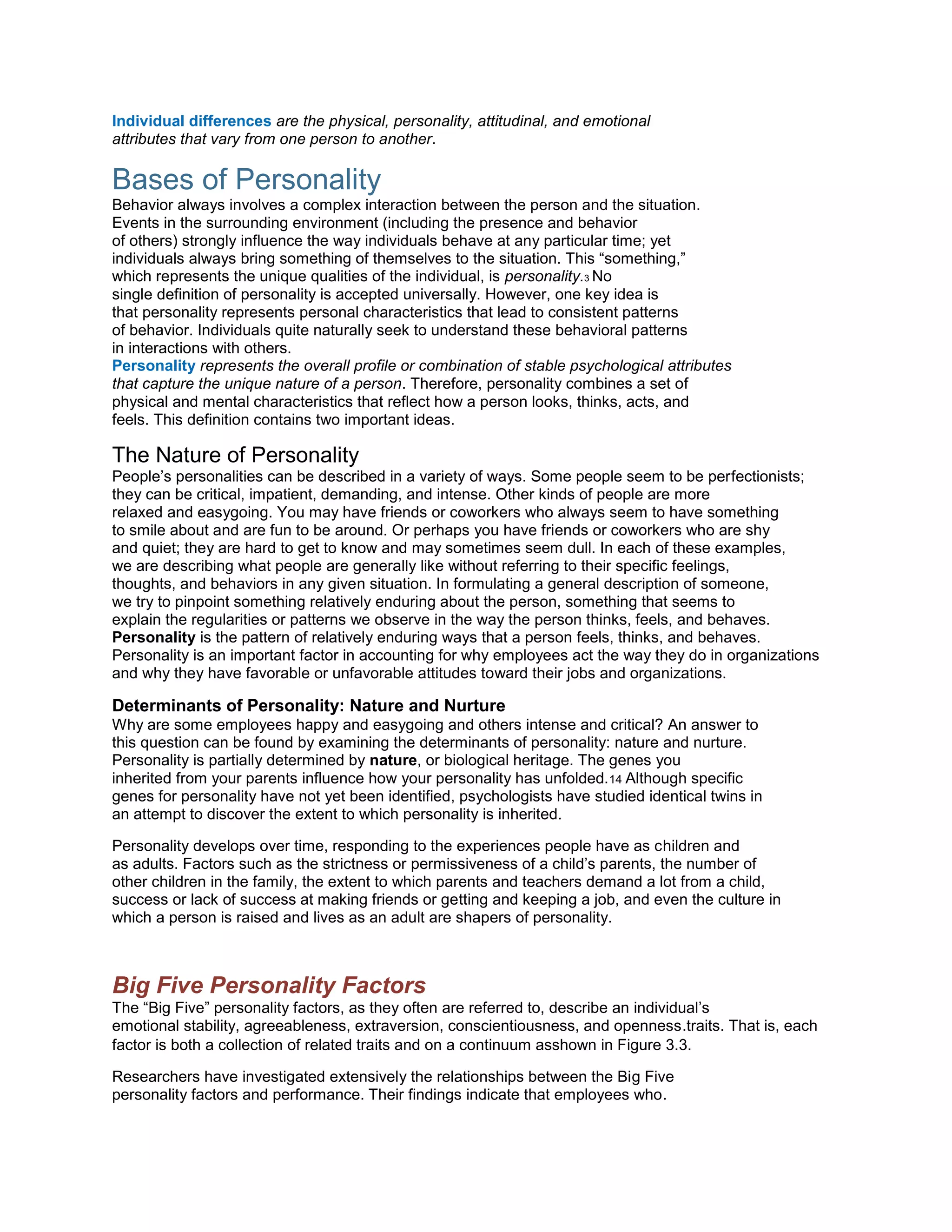 Individual differences are the physical | PDF