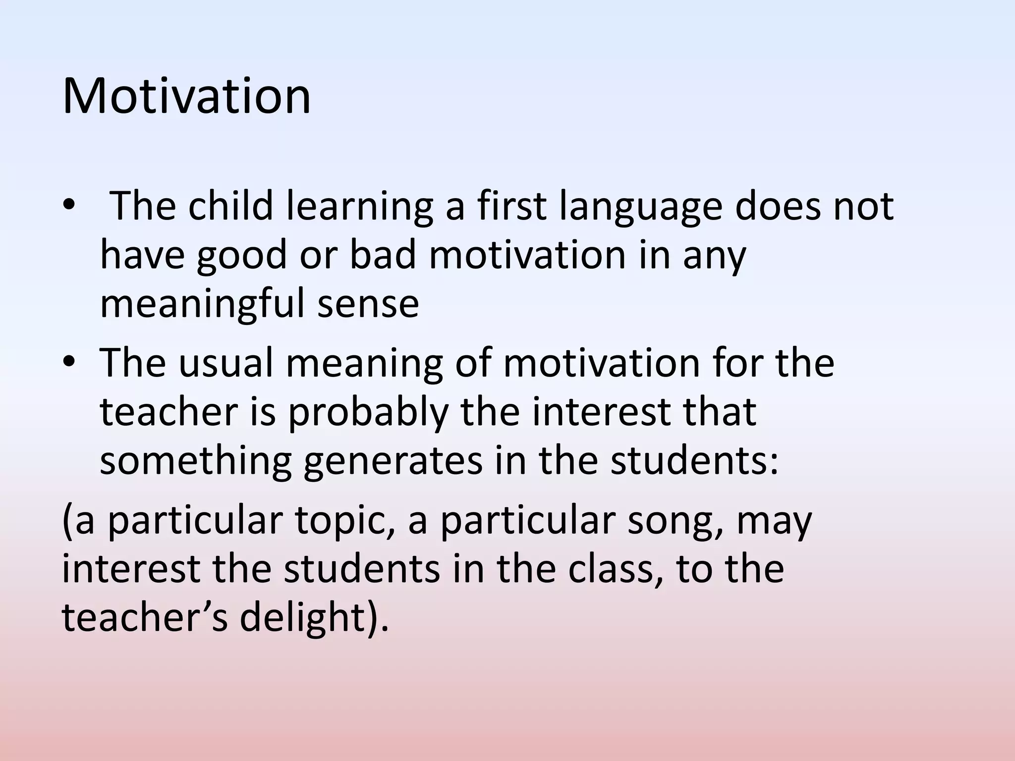 A lecture about Individual Differences in SLA & SLL (Motivation ...
