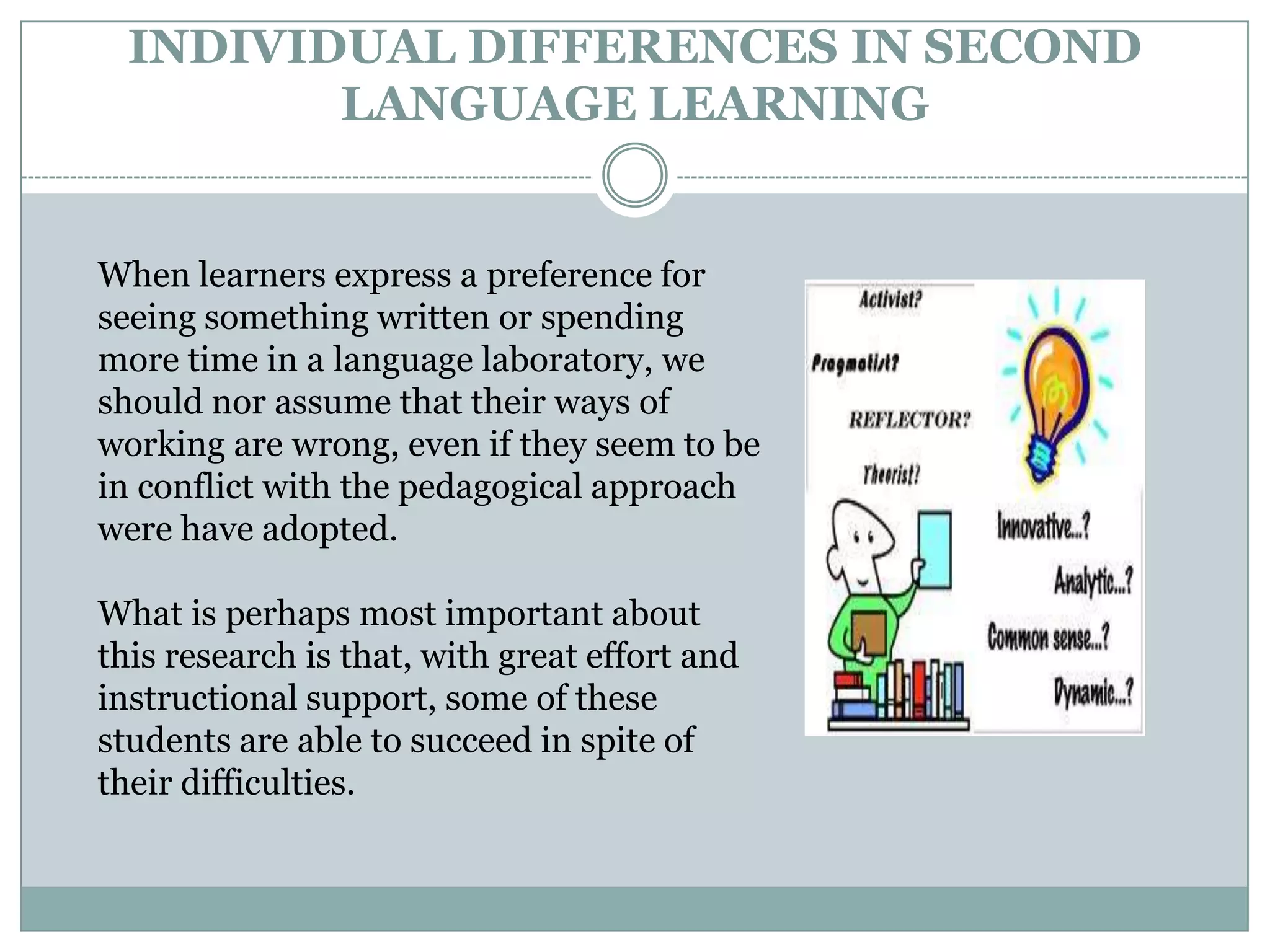 Individual differences in second language learning | PPTX