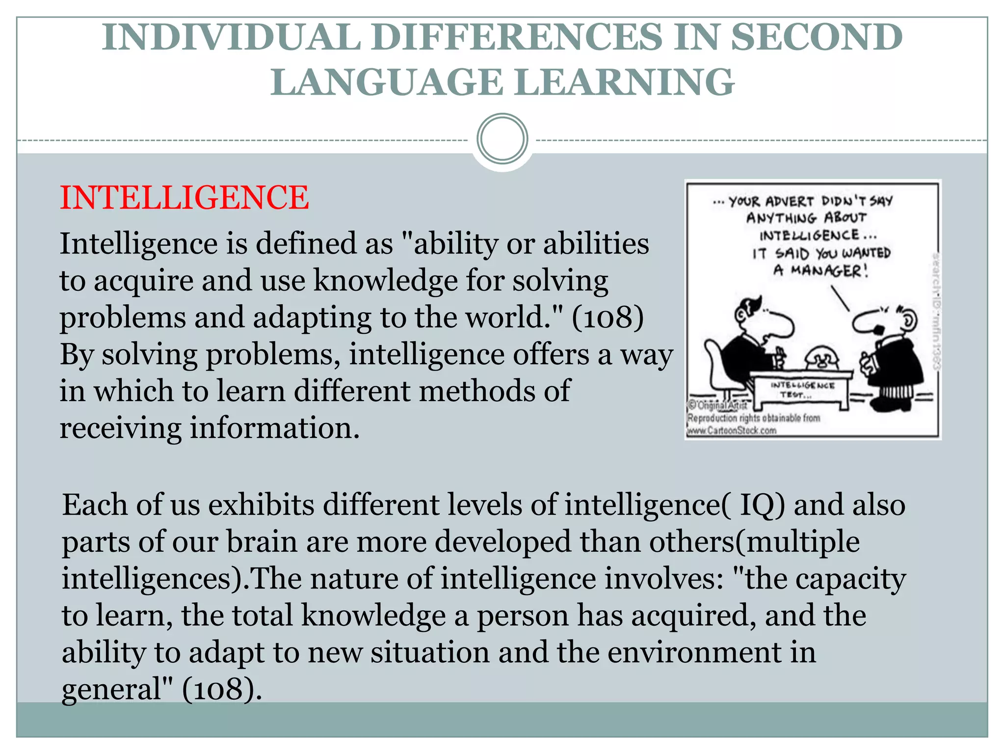 Individual differences in second language learning | PPTX