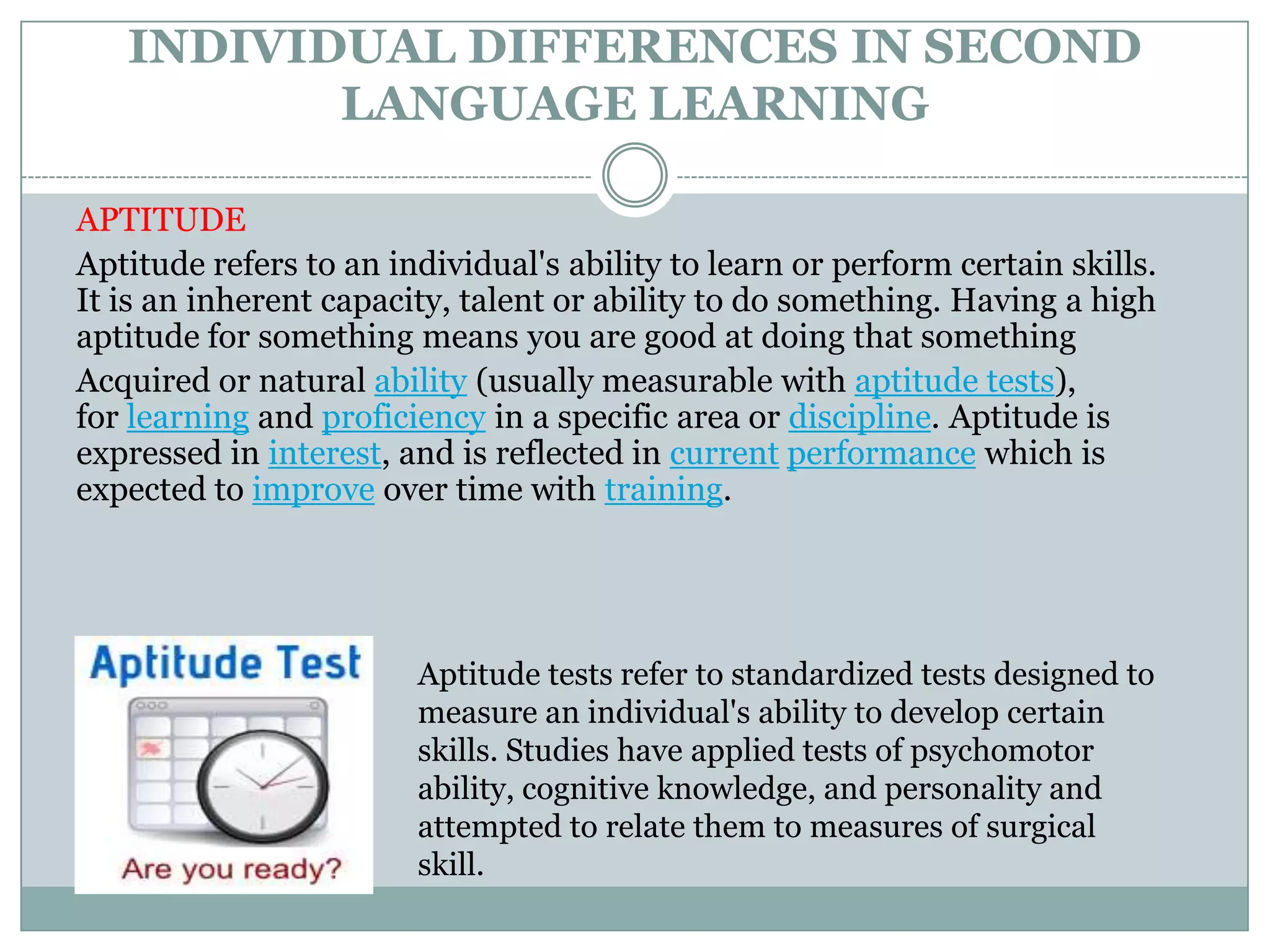 Individual differences in second language learning | PPTX