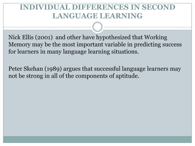 Individual differences in second language learning | PPT