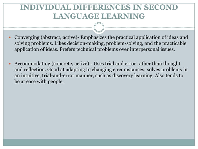 Individual differences in second language learning | PPT