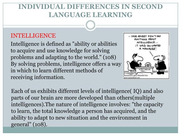 Individual differences in second language learning | PPT