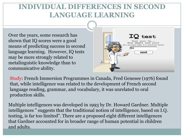 Individual differences in second language learning | PPT