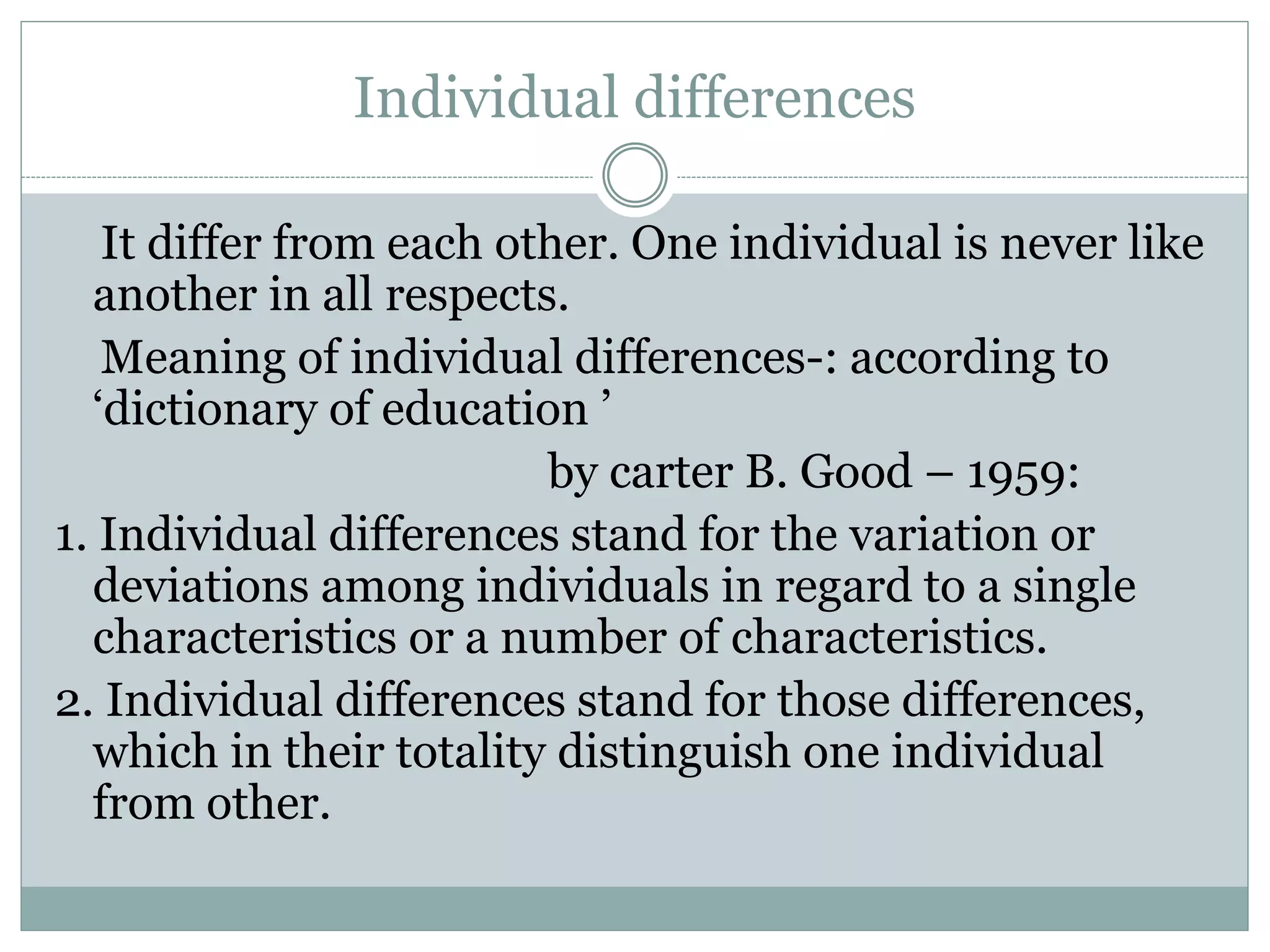 Individual diffrences | PPTX