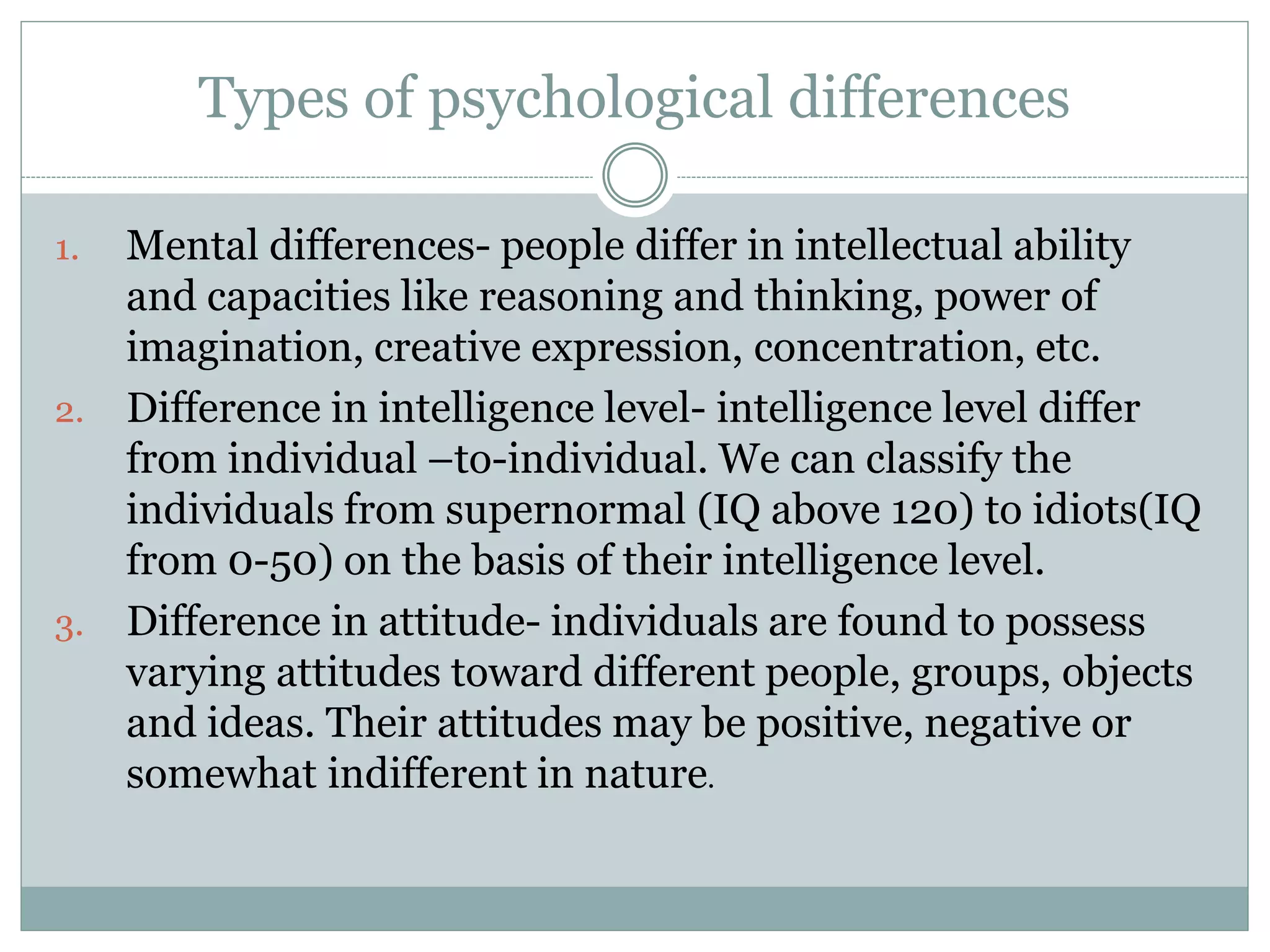 Individual diffrences | PPTX