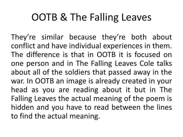 Individual experiences ootb & falling leaves jack & james | PPT
