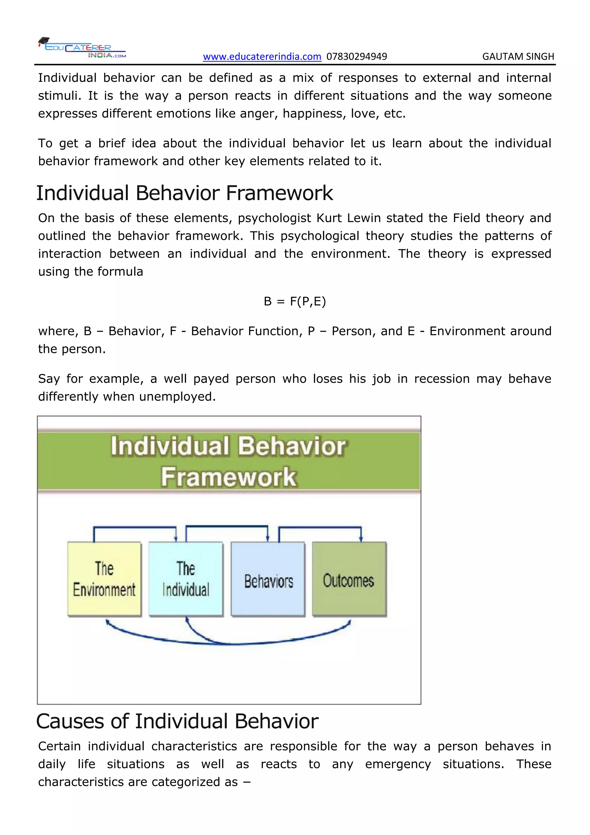 Individual & group behavior | PDF