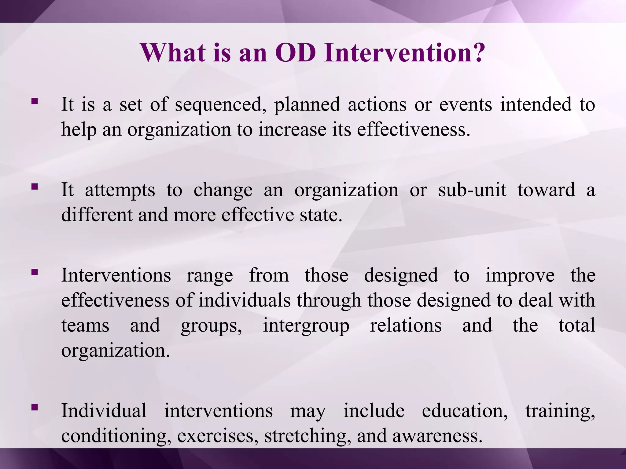 Individual intervention - Organizational Development | PPT