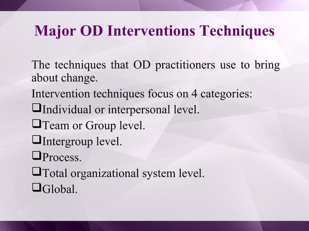 Individual intervention - Organizational Development | PPT