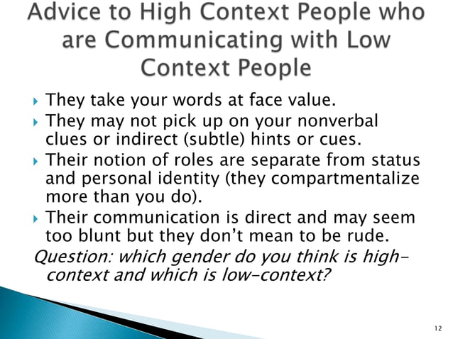 Individualism Collectivism High And Low Context