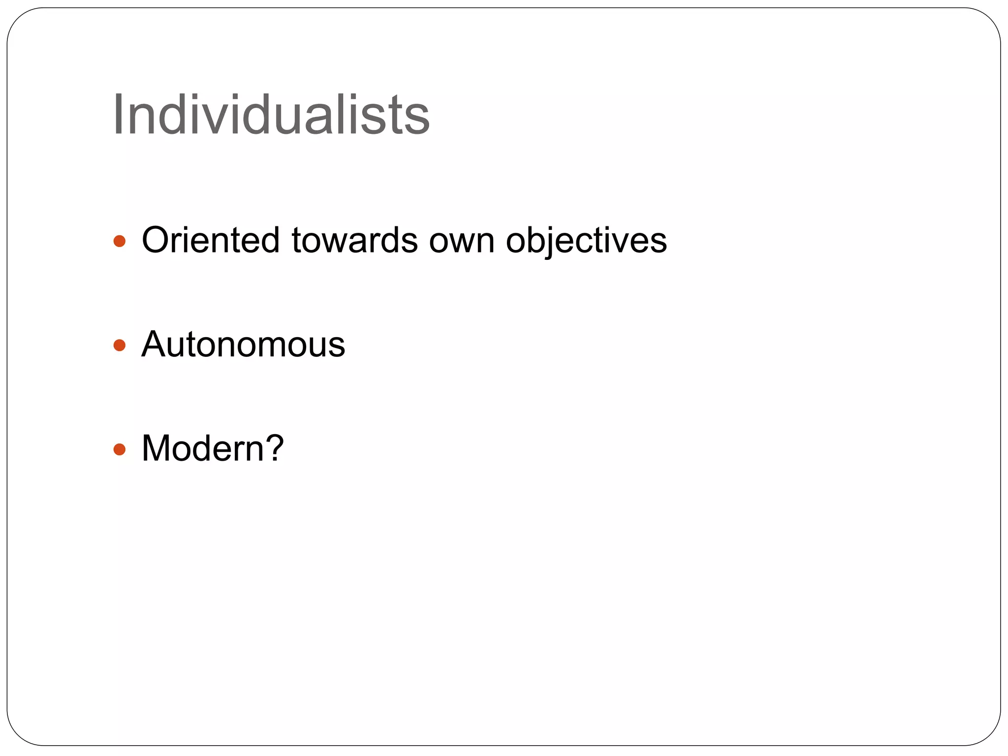 Individualism & communitarianism | PPTX