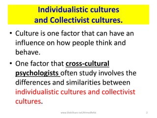 Individualistic and collectivist cultures public health implications | PDF