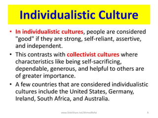 Individualistic and collectivist cultures public health implications | PDF