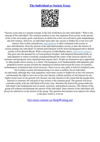 Individuality Essay | PDF