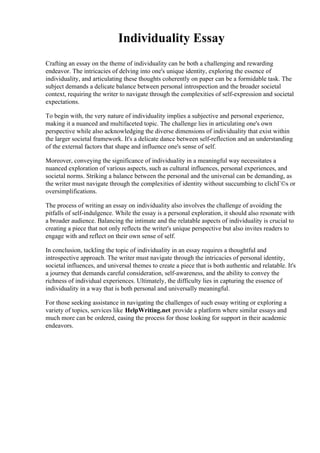 Individuality Essay | PDF