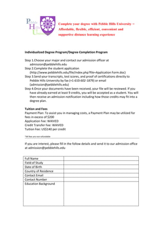 Individualized Degree Program | DOC