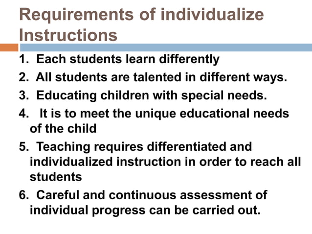 Individualized instruction teaching method | PPTX | Educational ...