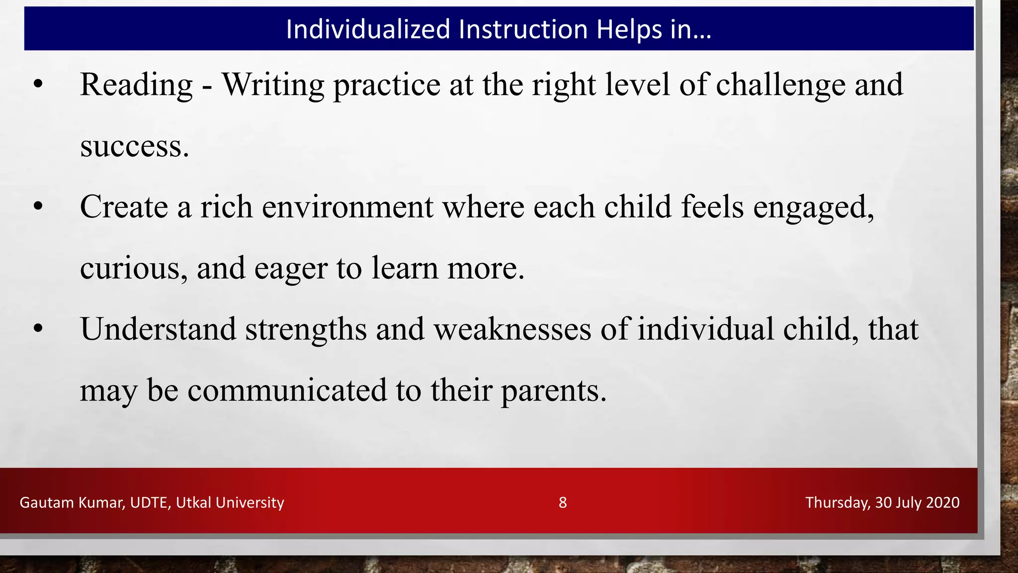 Individualized instruction in regular classroom | PPT