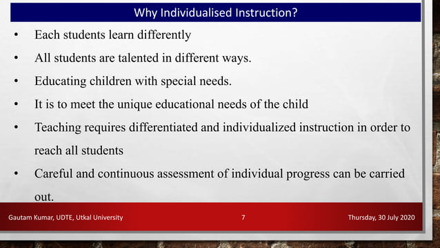 Individualized instruction in regular classroom | PPT