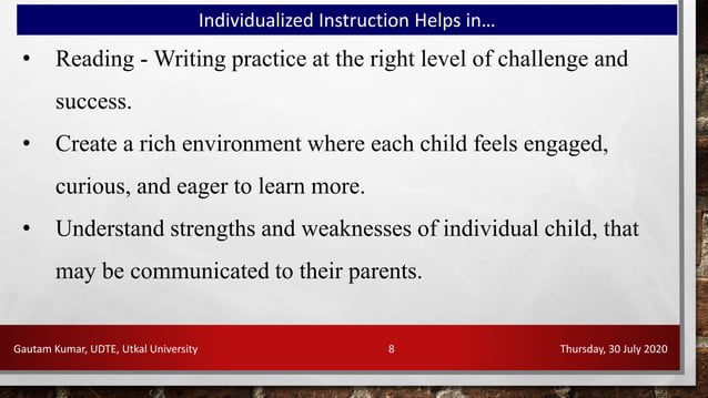 Individualized instruction in regular classroom | PPT