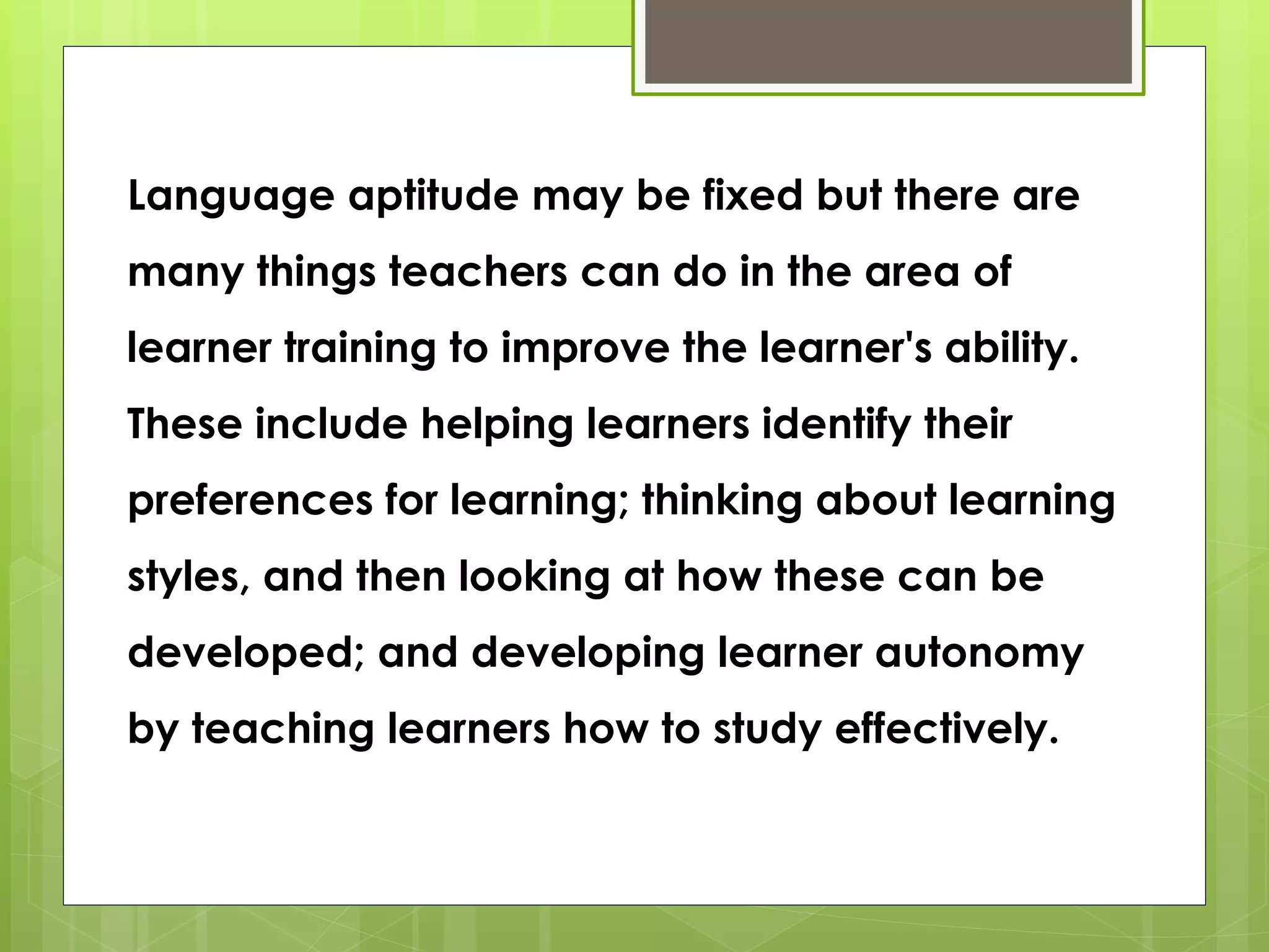 Individual learner differences | PPTX