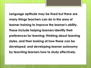 Individual learner differences | PPTX