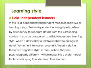 Individual learner differences | PPTX