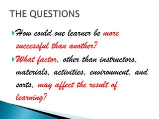 Individual learner differences and l2 acquisition | PPTX