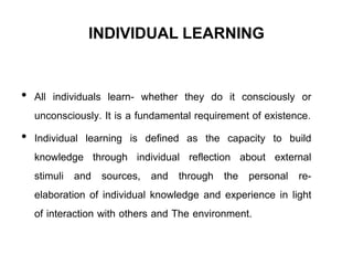 Individual learning | PPTX