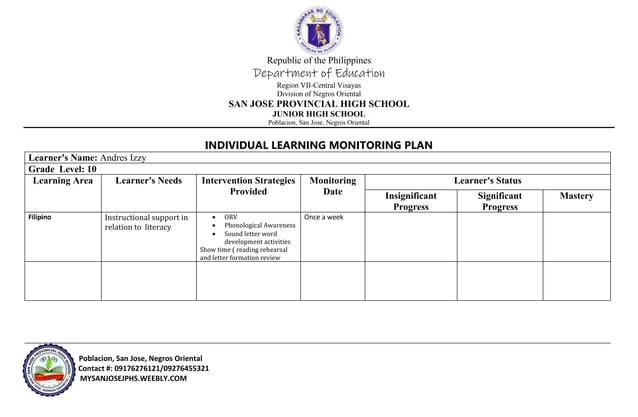 individual Monitoring Plan filipino.docx