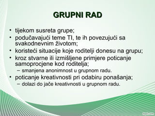 Individualni i grupni rad s roditeljima temeljen na | PPT