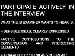 IB ENGLISH B: INDIVIDUAL ORAL | PPTX