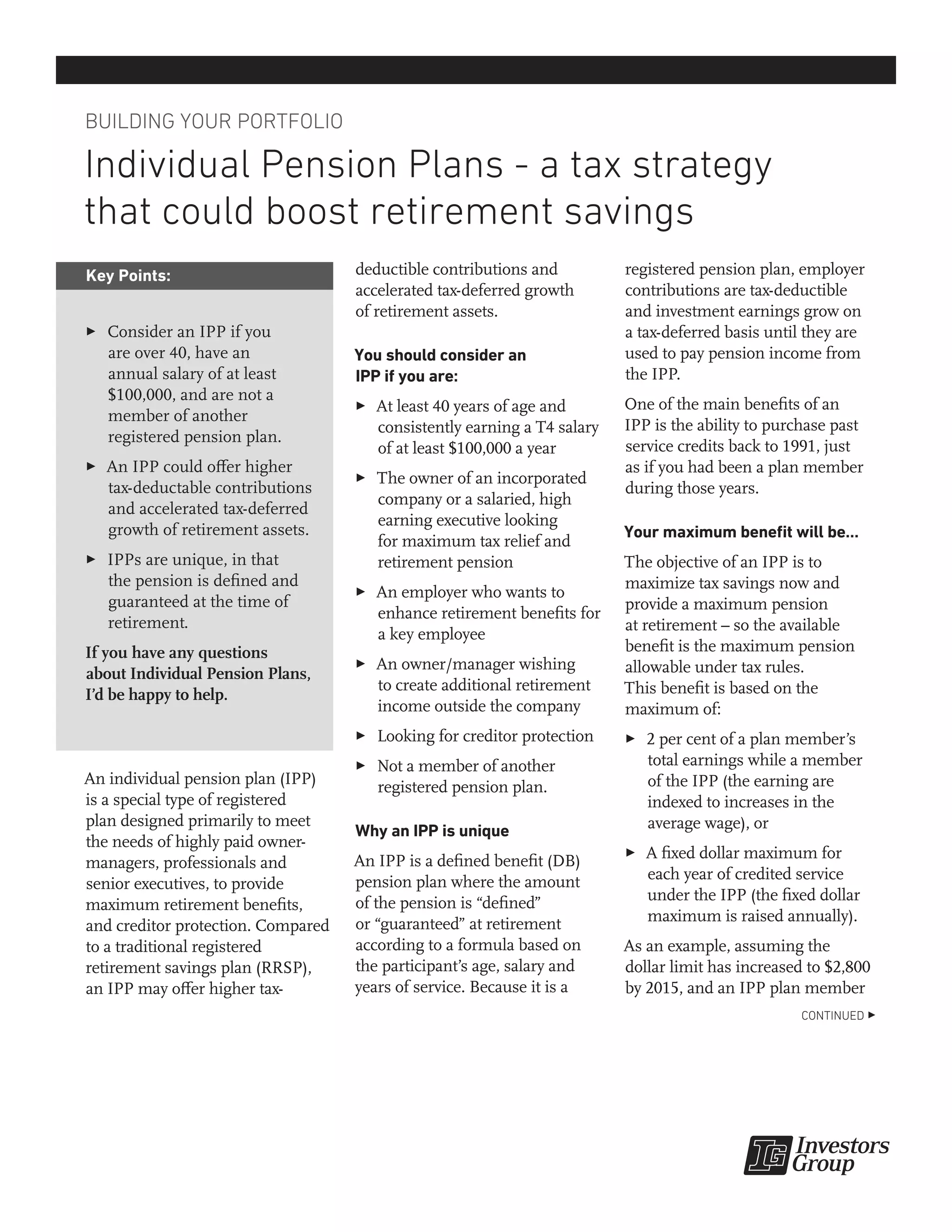 Individual Pension Plan | PDF