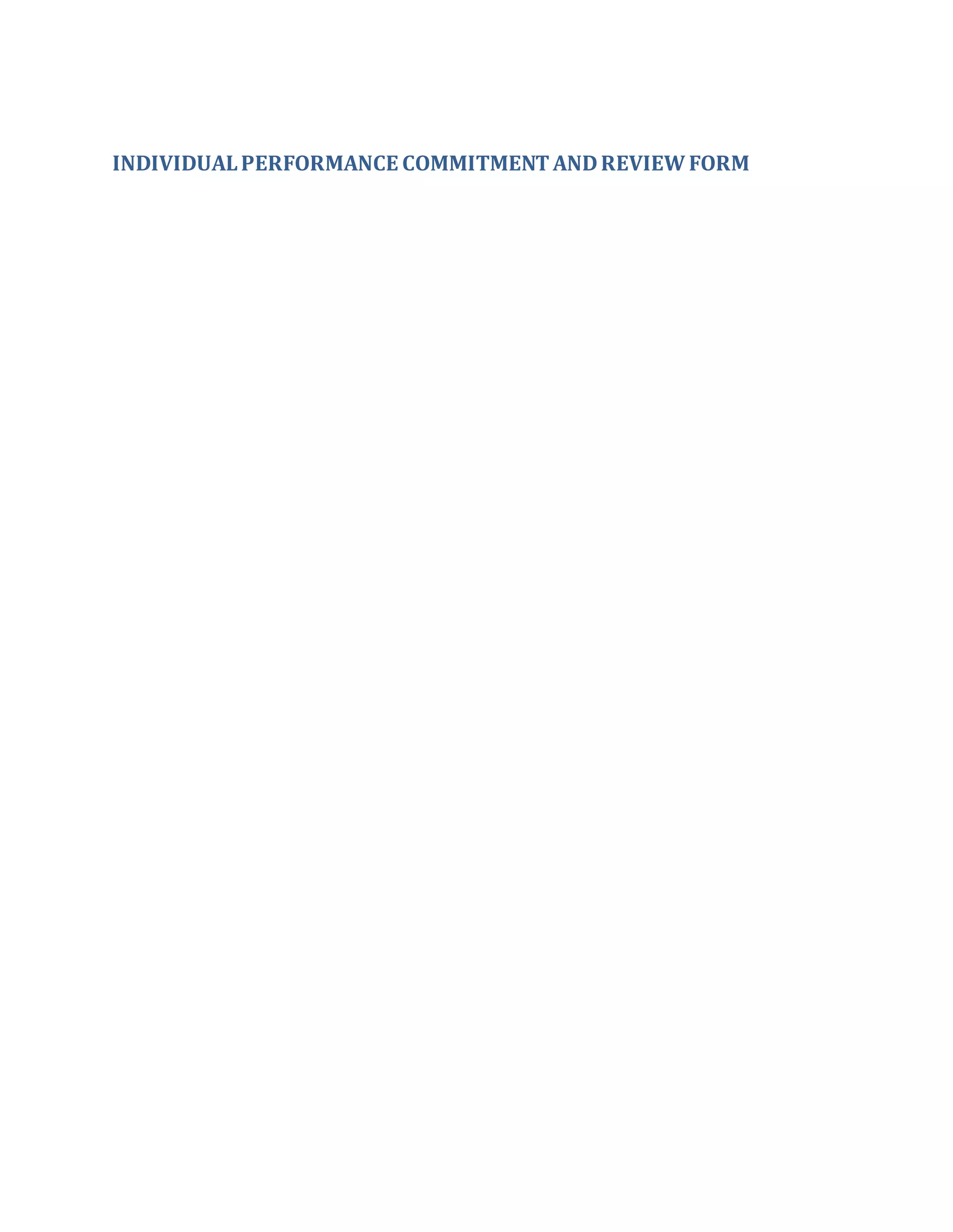 Individual performance commitment and review form | PDF