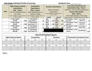 F&P Reading Individual Profile of Learning for Professional Development ...