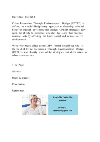 Individual Project 1Crime Prevention Through Environmental Desig | DOCX