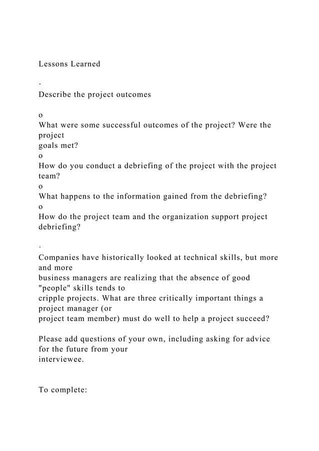 Individual Project Part 3 Project Evaluation Lessons Learned Adocx