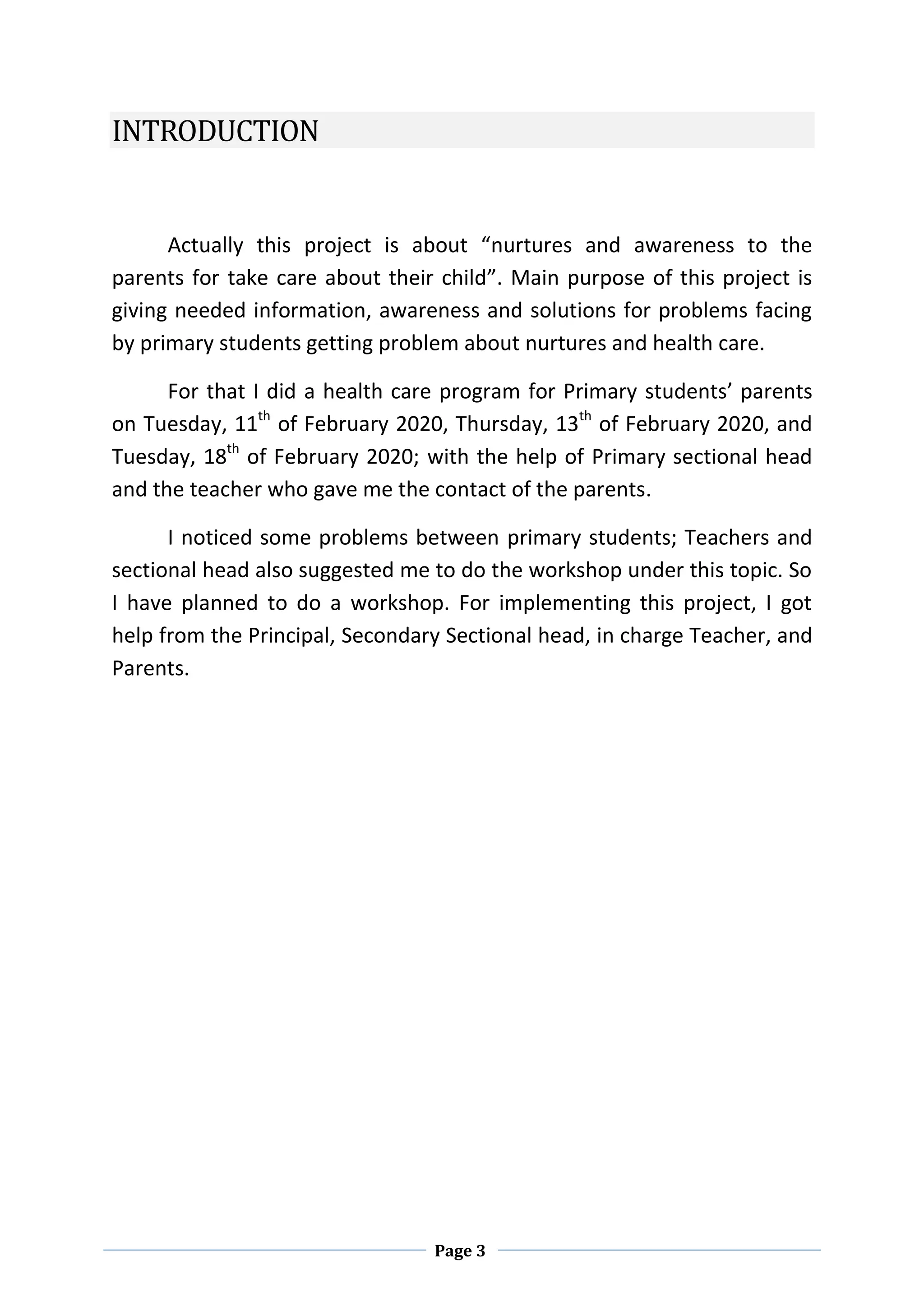 Health care workshop | Individual project proposal | PDF