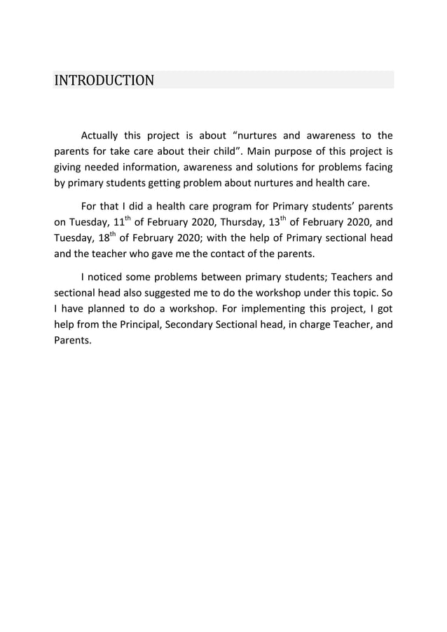 Health care workshop | Individual project report | PDF