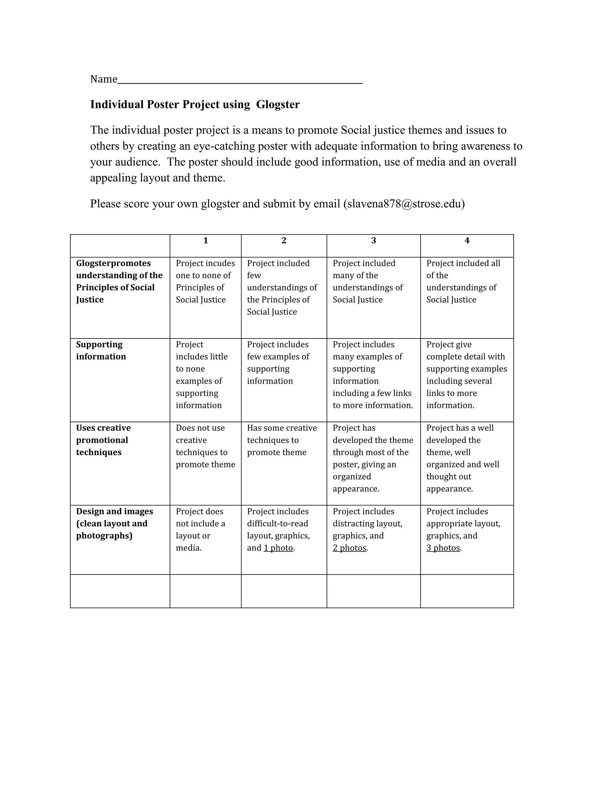 Individual project rubric | DOCX