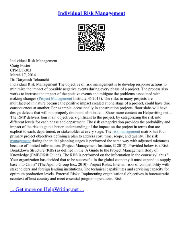 Individual Risk Management | PDF