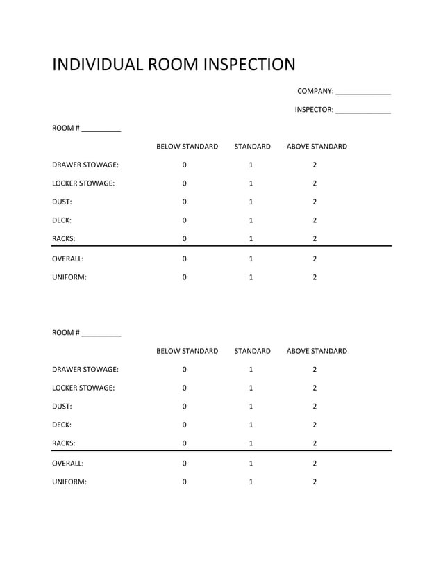 Individual Room Inspection | DOCX