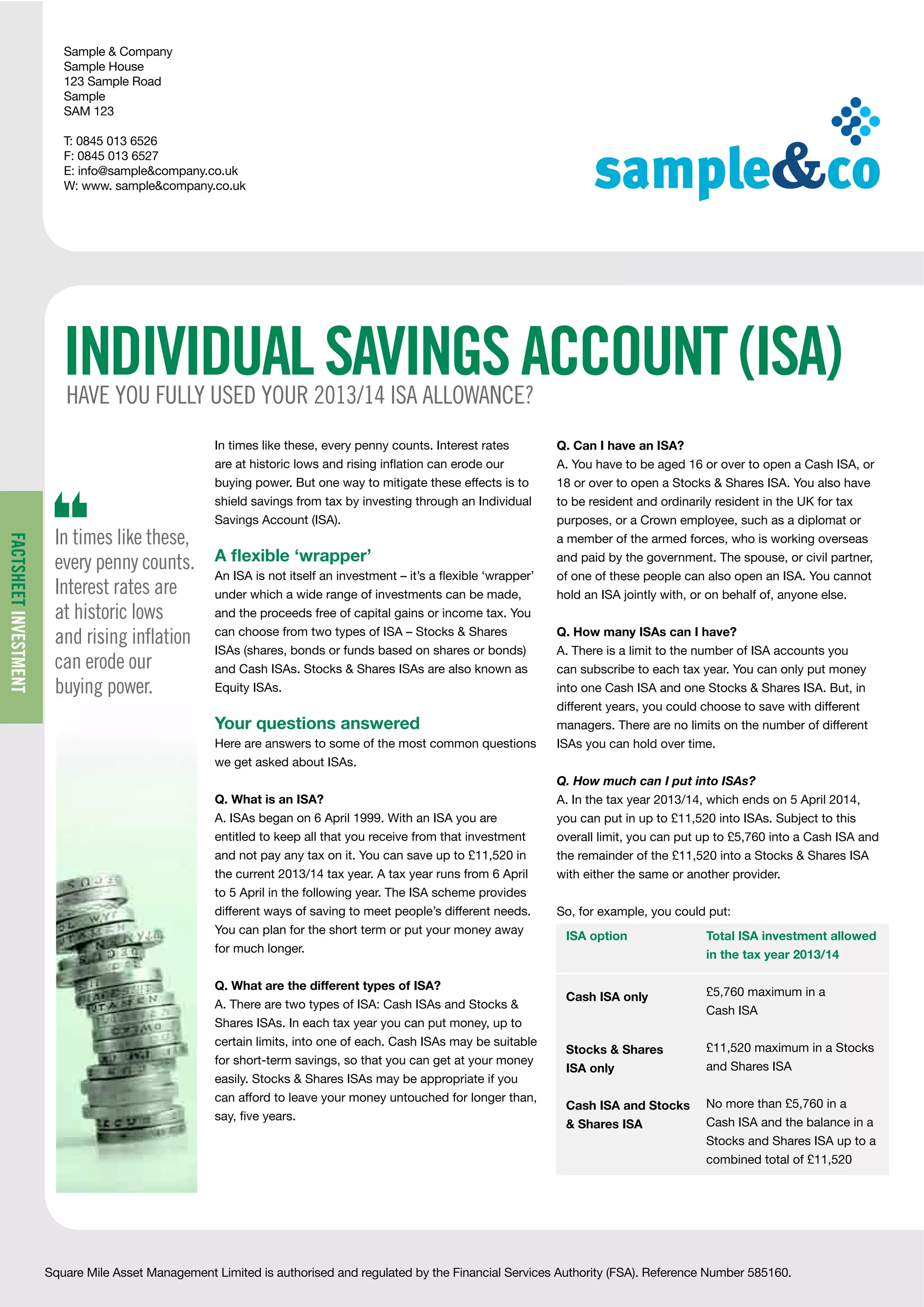Individual savings accounts b 2013/14 | PDF