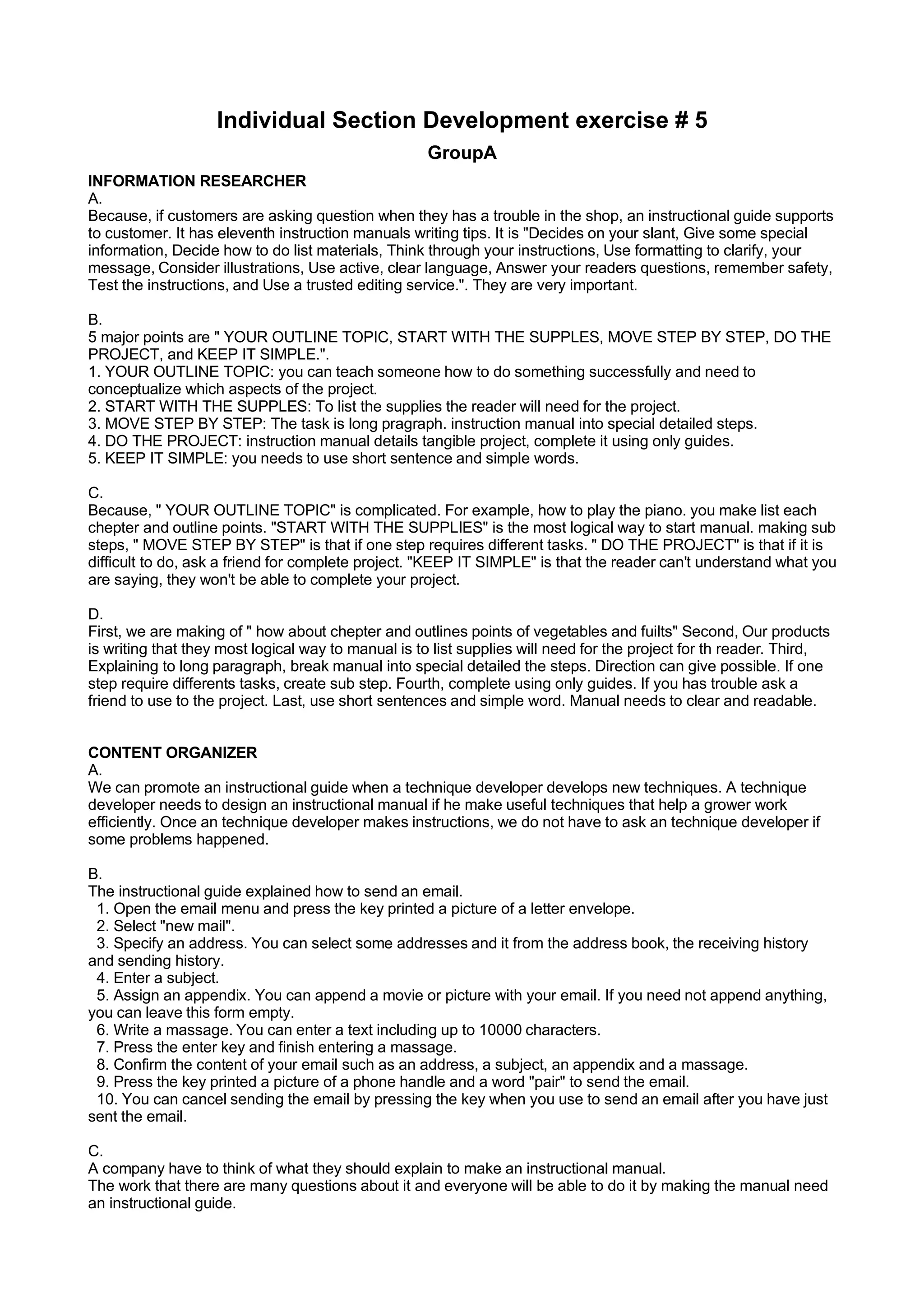 Individual Section Development Exercise #5 | PDF
