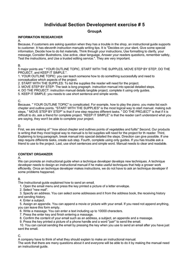 Individual Section Development Exercise #5 | PDF