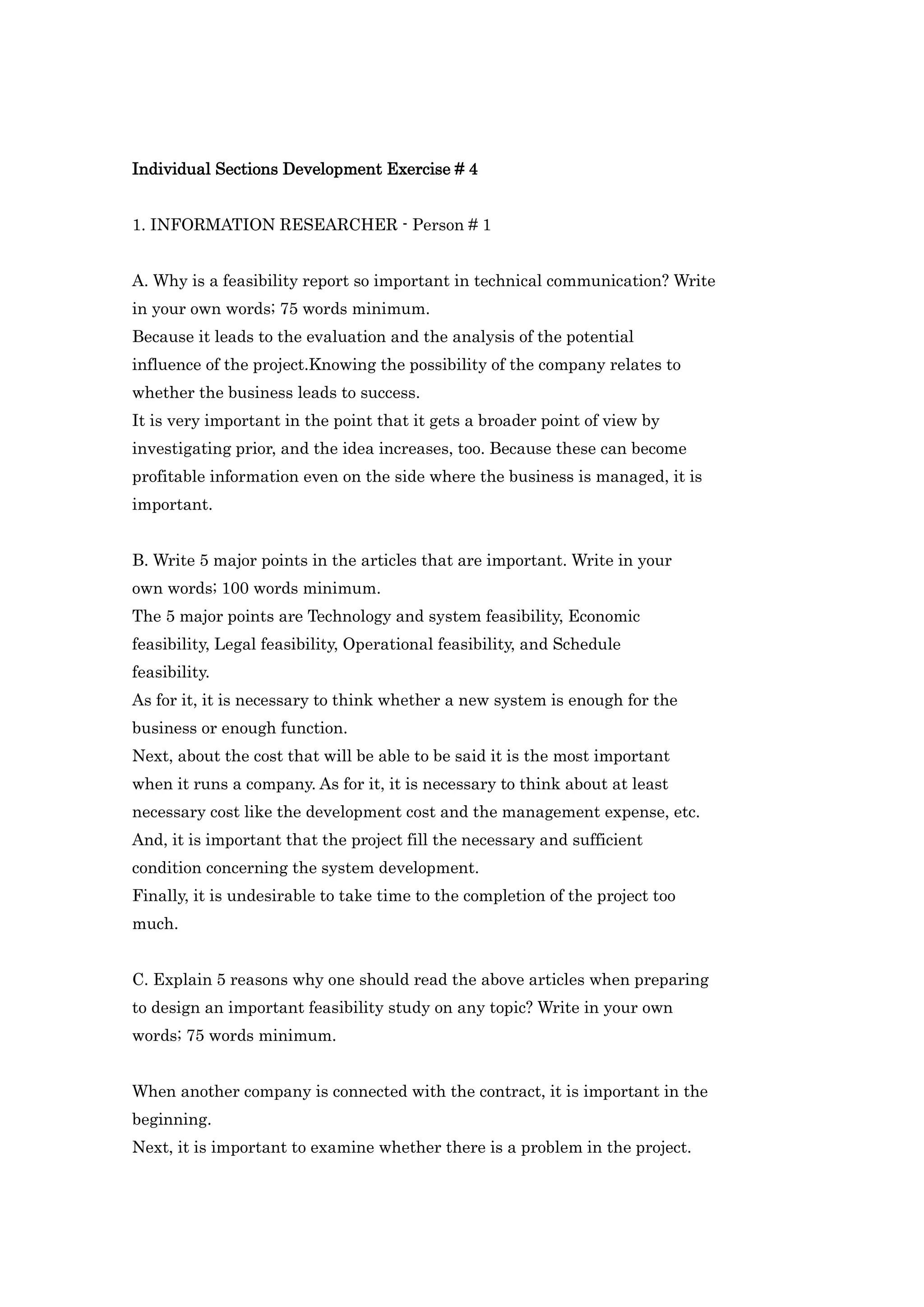 Individual Sections Development Exercise 4 Pdf