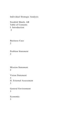 Individual Strategic AnalysisSwedish Match, ABTable of Conte.docx