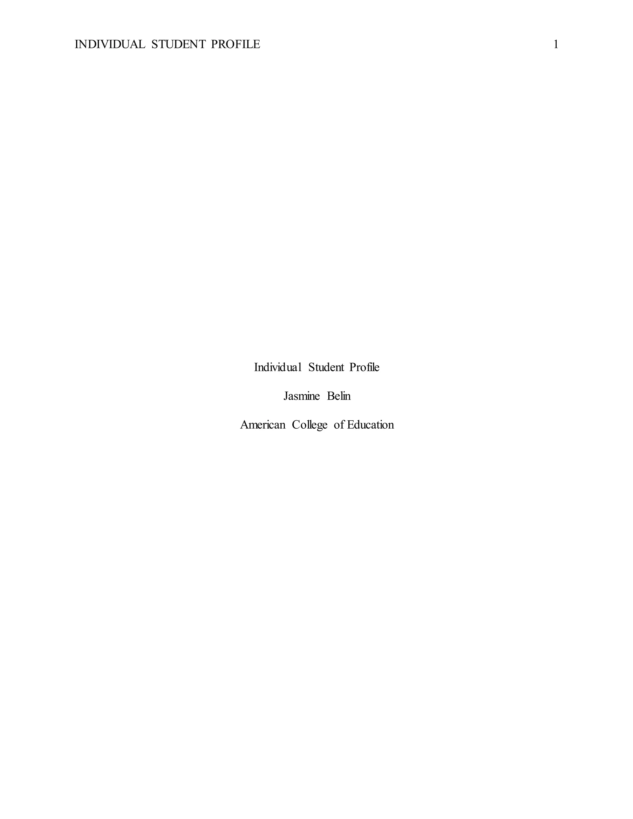 Individual Student Profile | PDF